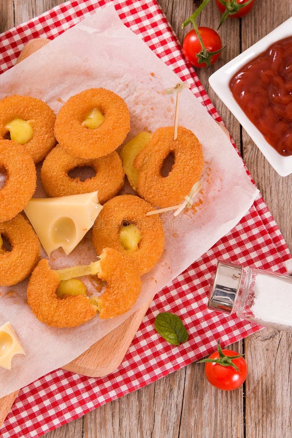 Fried cheese ring. stock photo. Image of junk, mayonnaise - 173888226