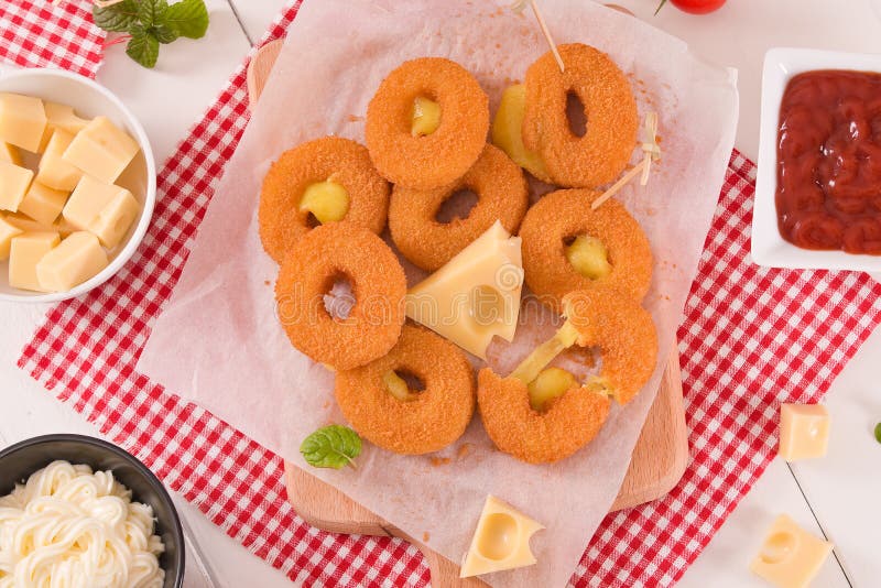 Fried cheese ring. stock image. Image of crunchy, cheesy - 174290743