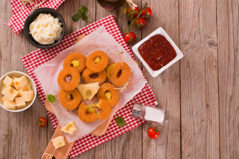 Fried cheese ring. stock image. Image of gourmet, nutritious - 187525159