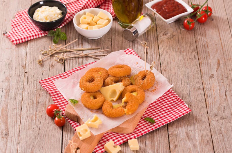 Fried cheese ring. stock photo. Image of dish, junk - 170017994