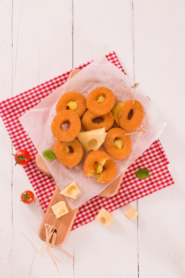 Fried cheese ring. stock image. Image of gastronomy - 170222691