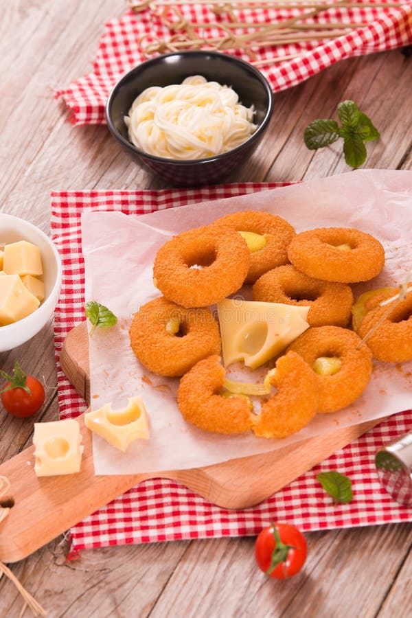 Fried cheese ring. stock photo. Image of crunchy, gourmet - 207189408