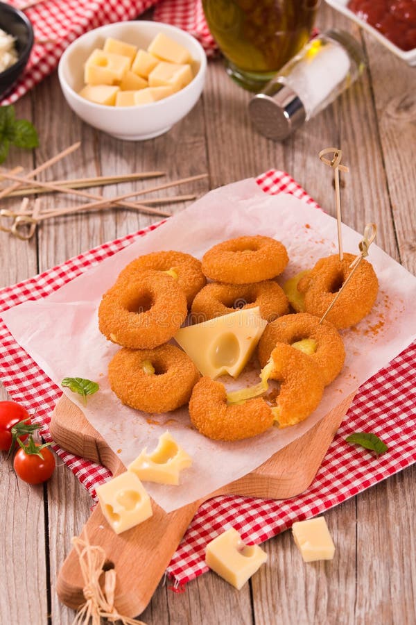 Fried cheese ring. stock photo. Image of meal, dipping - 173887984