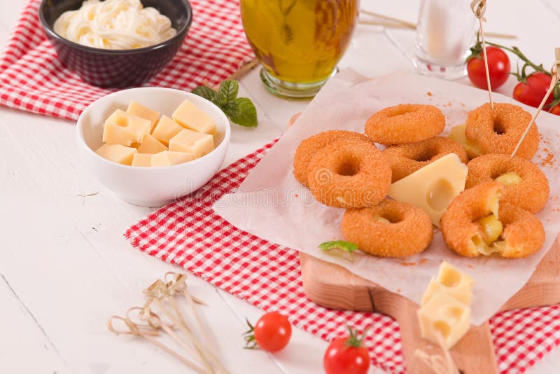 Fried cheese ring. stock image. Image of frying, appetizer - 174290481