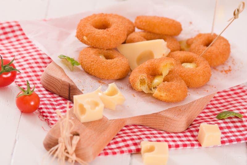 Fried cheese ring. stock image. Image of fresh, antipasto - 174290509