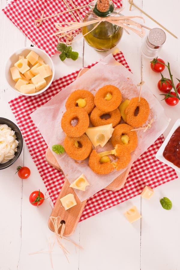 Fried cheese ring. stock image. Image of gourmet, dinner - 174290963