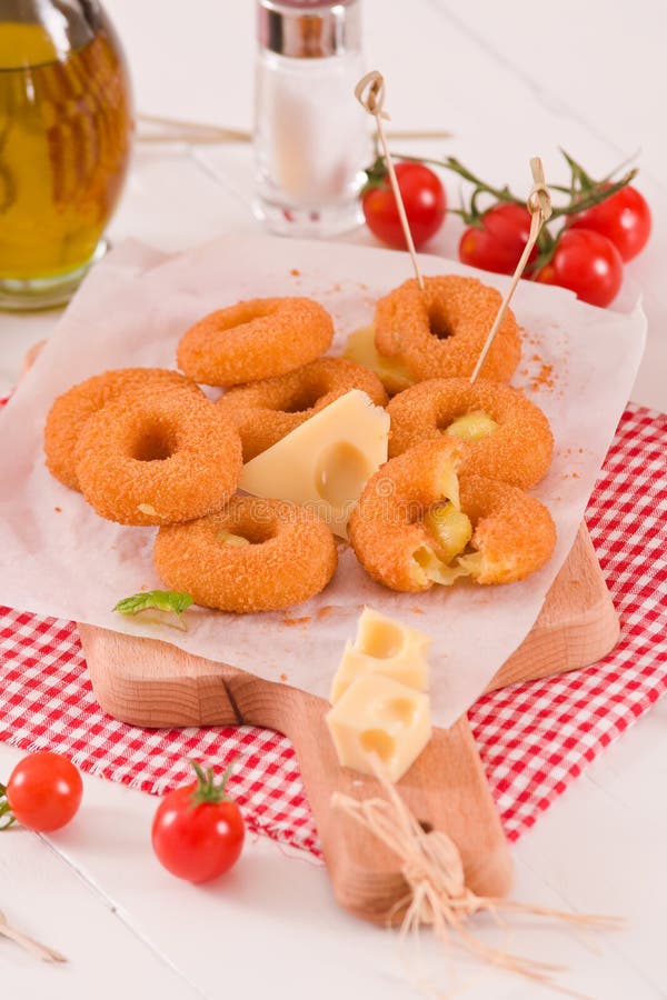 Fried cheese ring. stock photo. Image of deep, delicious - 207189394