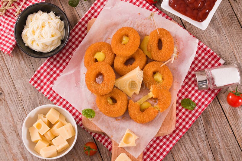 Fried cheese ring. stock image. Image of bunch, appetizer - 199032589