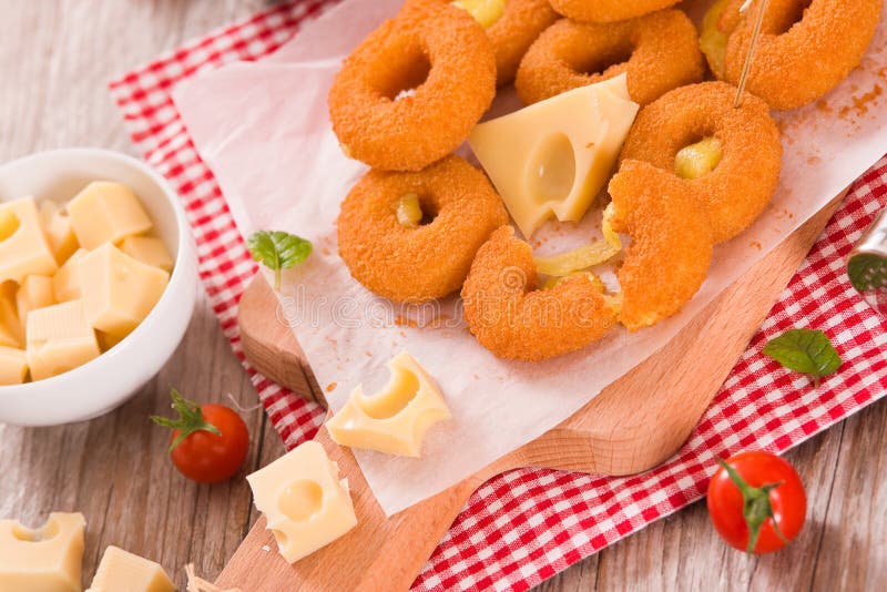 Fried cheese ring. stock image. Image of healthy, appetizer - 176797071