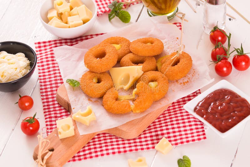 Fried cheese ring. stock image. Image of gastronomy - 196298717