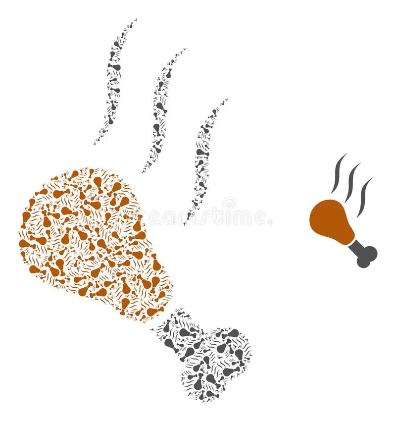 Fried Chicken Aroma Recursion Collage of Self Icons Stock Vector ...
