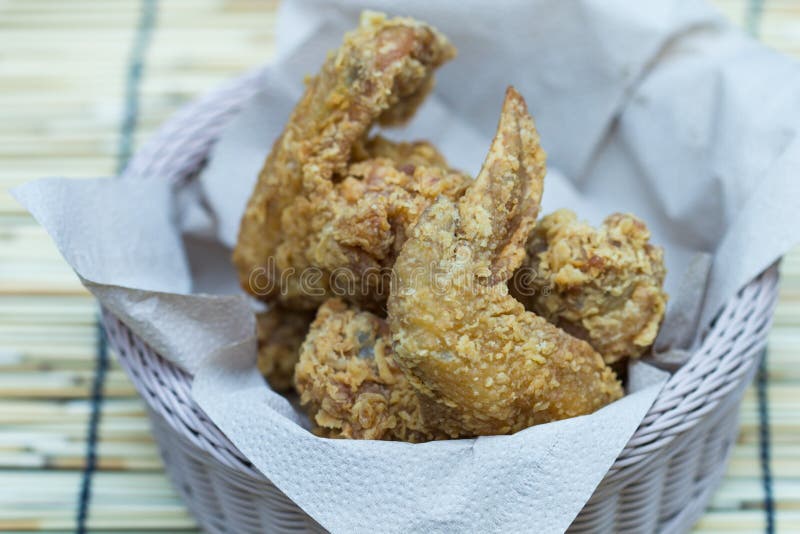 Fried Chicken in a basket stock photo. Image of shortening - 39006424