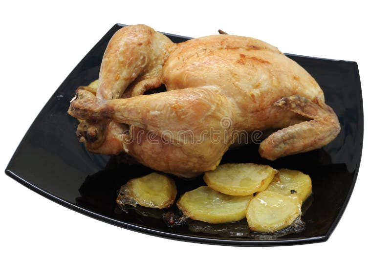 Fried Chicken on Black Plate Stock Photo - Image of lunch, gourmet ...