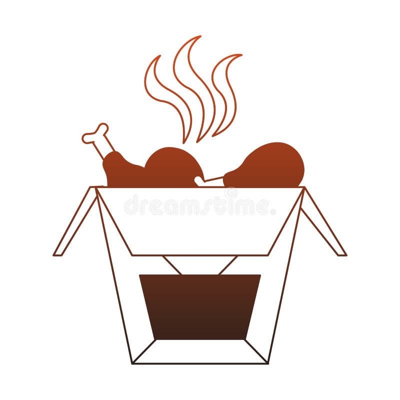 Fried Chicken on Box Red Lines Stock Vector - Illustration of cook ...