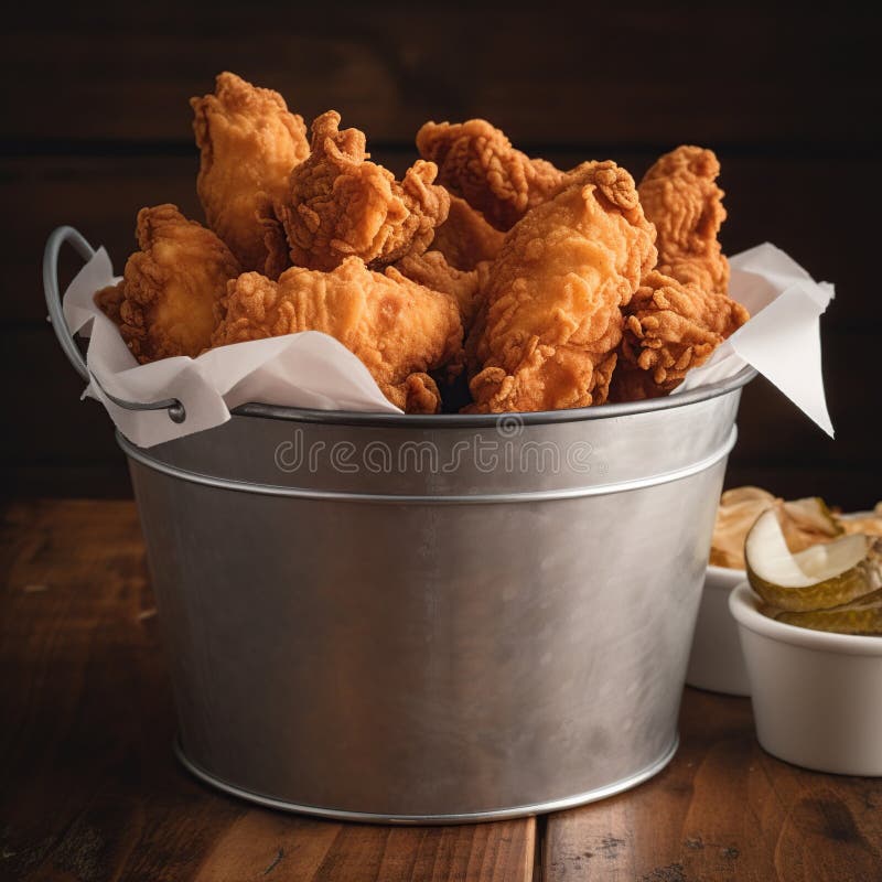 Fried Chicken in a Bucket Ai Generated Stock Illustration ...