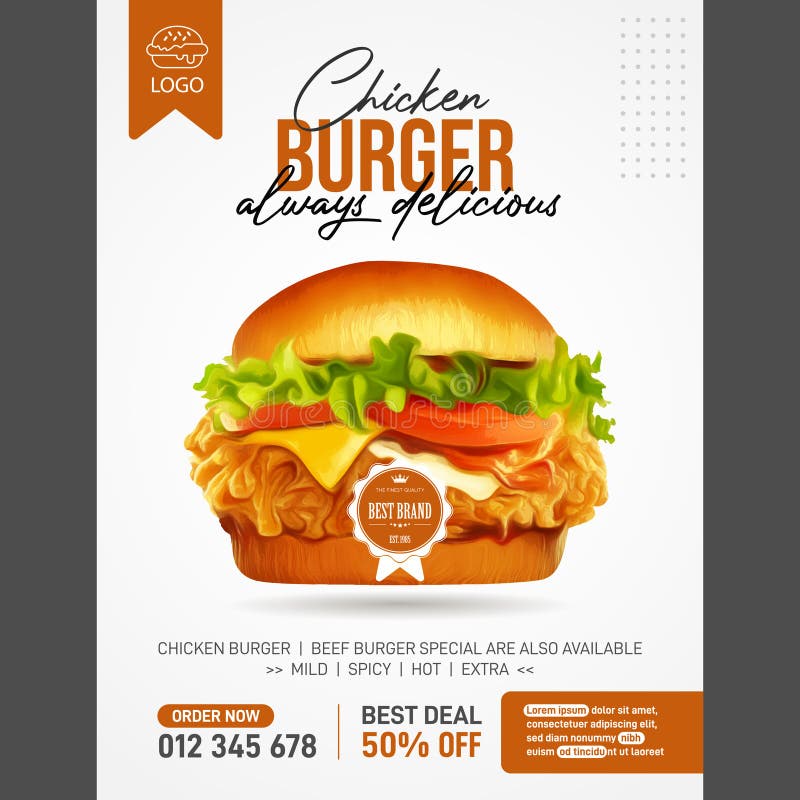 Fried Chicken Burger Banner Ads Design Template Stock Vector ...