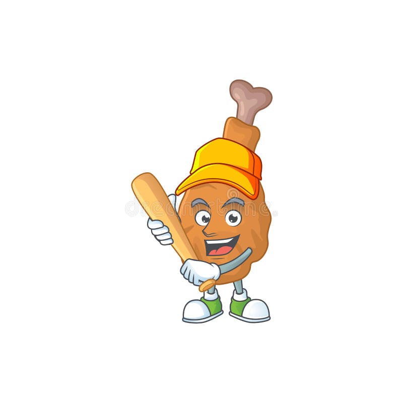 Fried Chicken Cartoon Design Concept of Hold Baseball Stick Stock ...