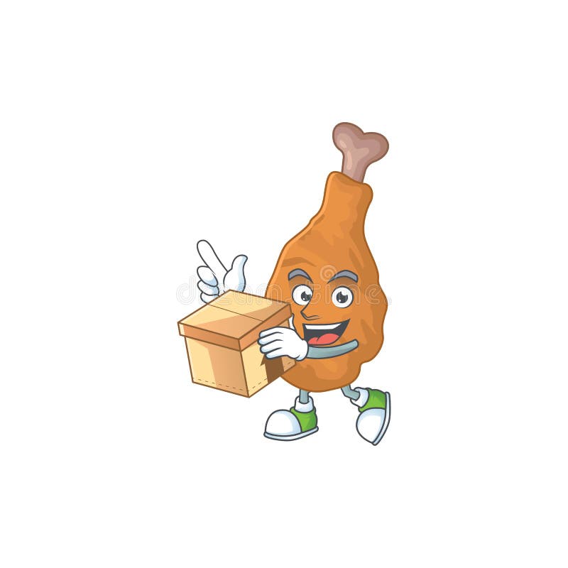 Fried Chicken Cartoon Design Style Having Gift Box Stock Vector ...