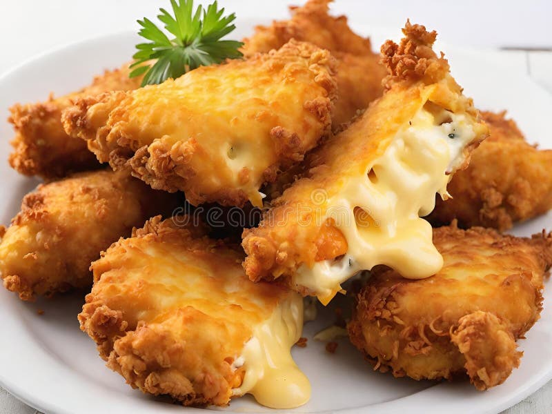 Fried chicken and cheese stock illustration. Illustration of food ...