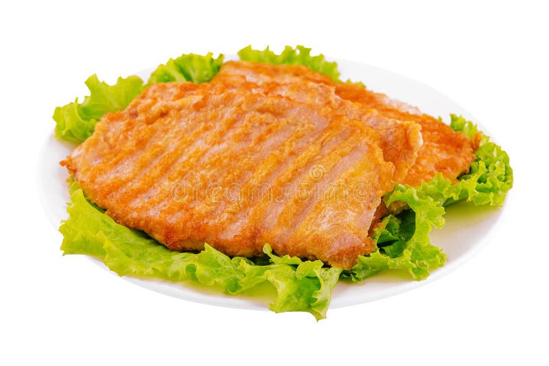 Fried Chicken Chop on White Plate Stock Image - Image of appetizer ...