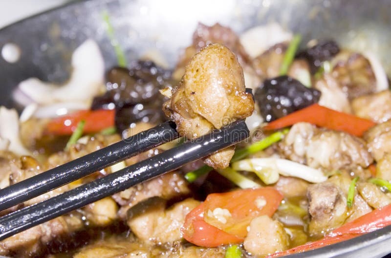 Fried Chicken with Chopsticks Stock Photo - Image of pepper, carrots ...