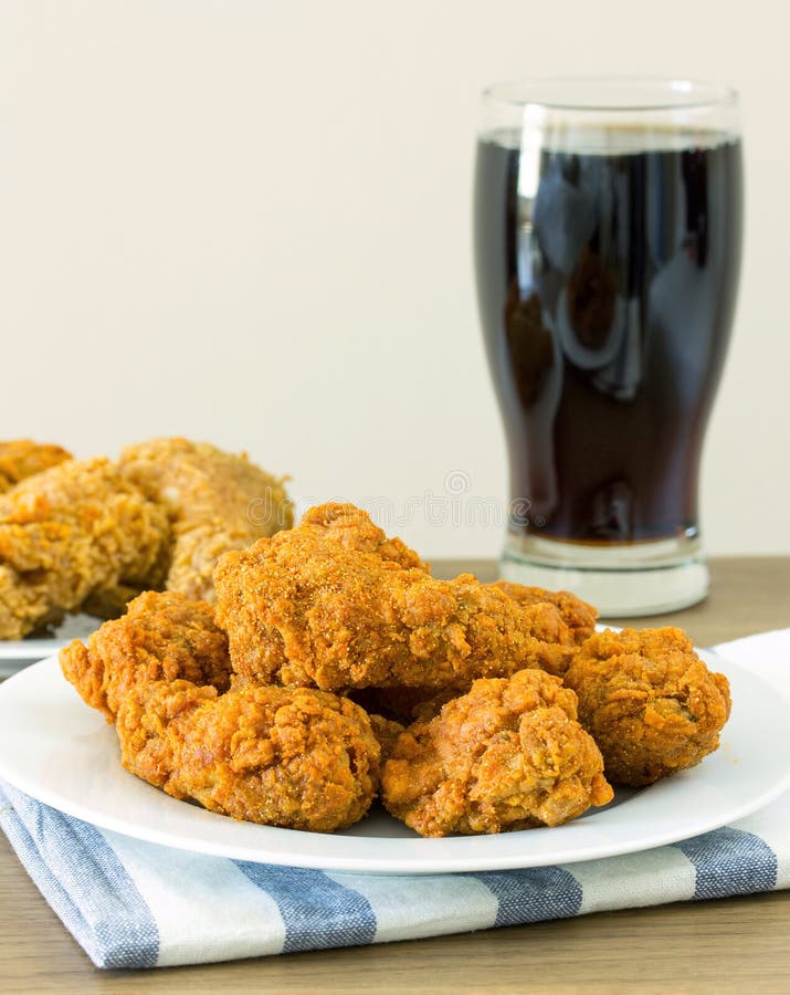 Fried Chicken with Cola on Dining Table Stock Photo - Image of coke ...