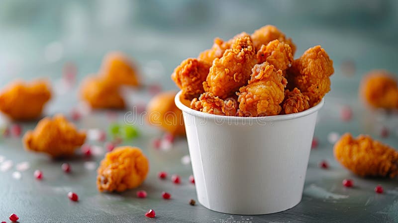 Fried Chicken in a Cup with Peppers and Onions Stock Image - Image of ...