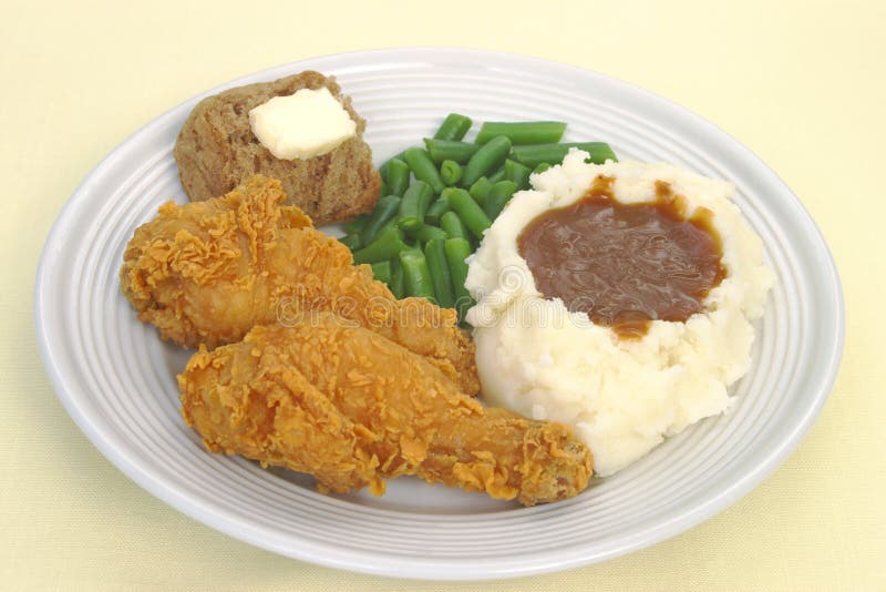 Fried Chicken Dinner stock image. Image of green, supper - 2126427