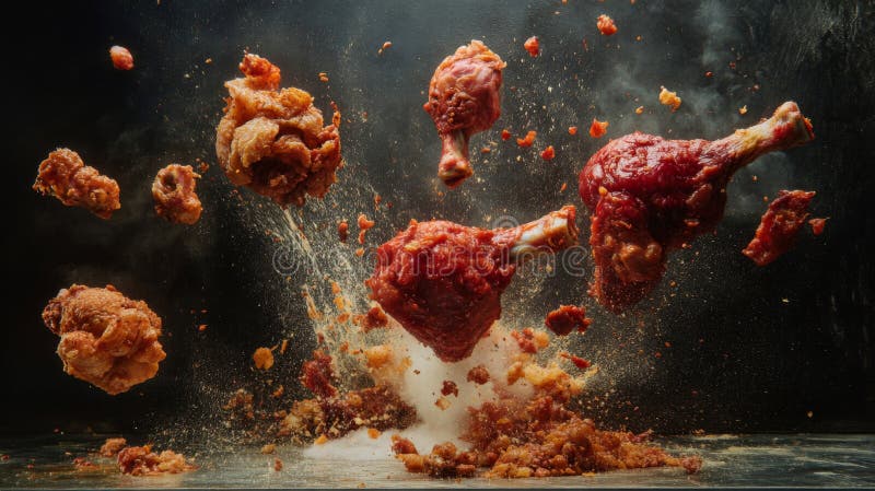 Fried Chicken Drumsticks Exploding with Flavor Stock Illustration ...