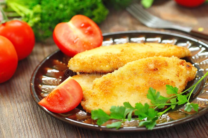 Fried chicken fillet stock image. Image of meal, grilled - 91510587