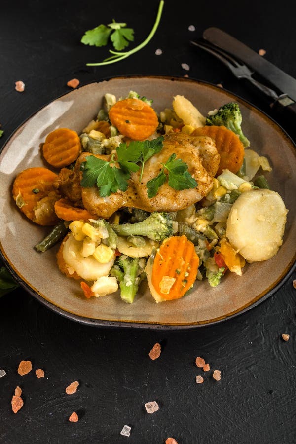 Fried Chicken Fillet with Vegetables Stock Image - Image of chinese ...