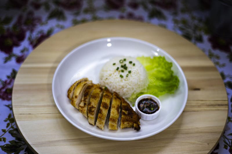 Grilled Chicken with Rice stock illustration. Illustration of fast ...