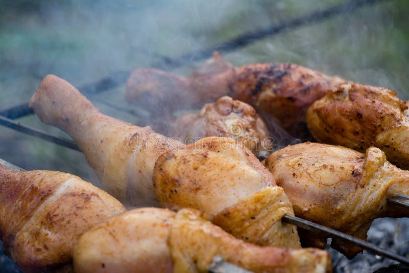 Fried chicken stock photo. Image of shashlik, smoke, chicken - 91202282