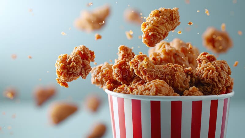 Fried Chicken Flies Out of the Bucket Stock Illustration - Illustration ...