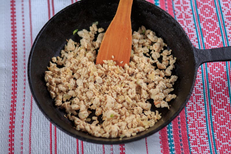 Fried chicken stock image. Image of forcemeat, meat, cooking - 93324091