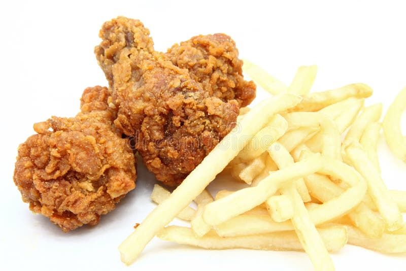 Fried Chicken with French Fries Stock Image - Image of french, cooked ...