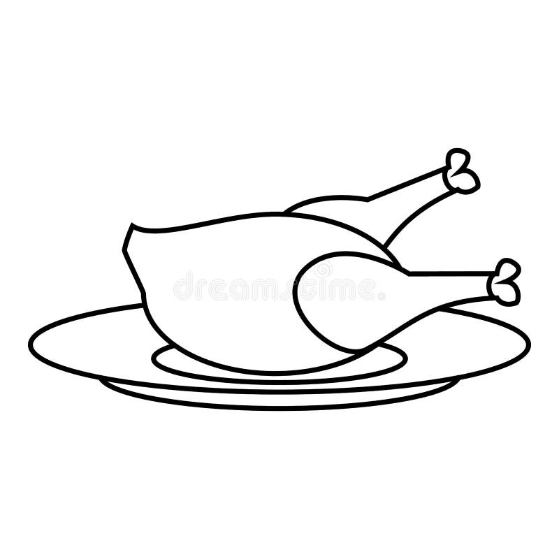 Fried Chicken Icon, Outline Style Stock Vector - Illustration of ...