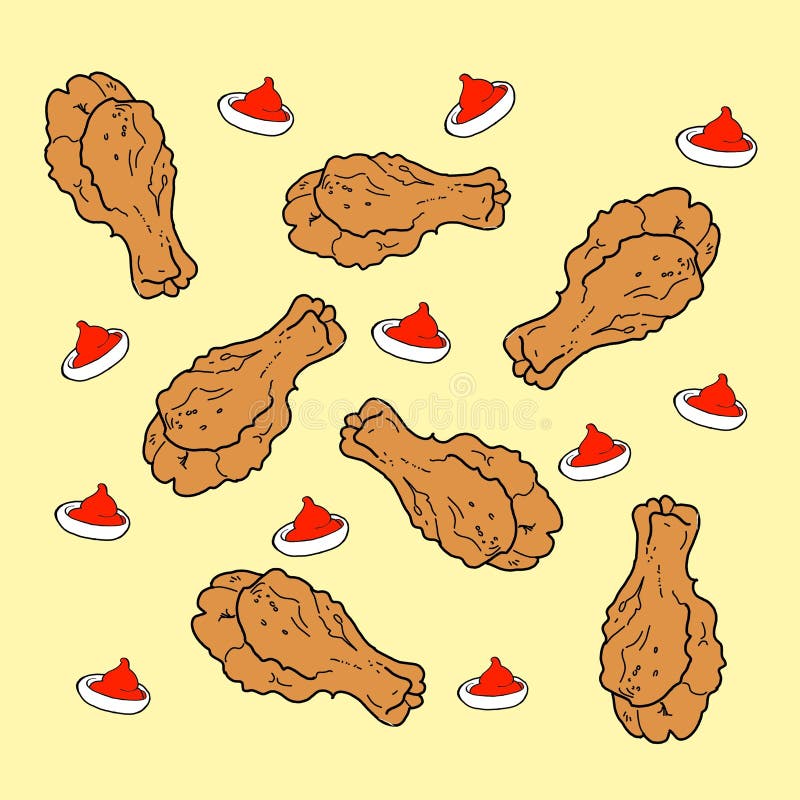 Fried Chicken Illustration Isolated by Clean Color Background Stock ...