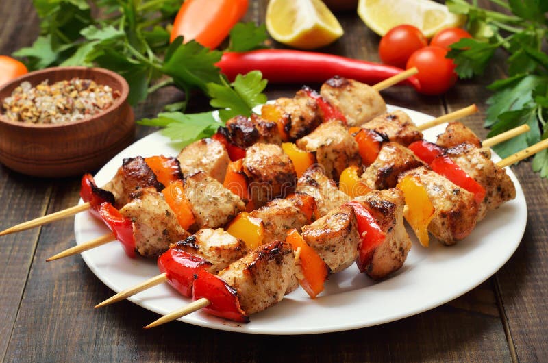 Fried chicken kebab stock image. Image of cooking, appetizer - 111028971