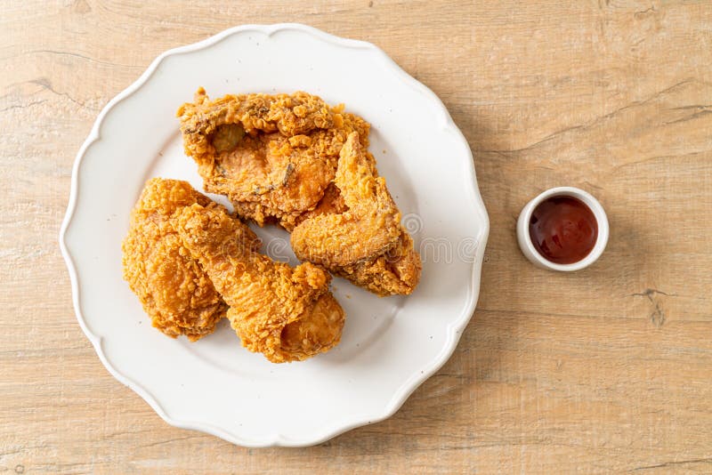Fried Chicken with Ketchup on Plate Stock Image - Image of dinner, junk ... Fried Chicken with Ketchup on Plate Stock Image - Image of dinner, junk ...