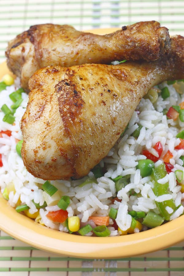 Fried chicken leg. stock photo. Image of cook, peas, paprika - 12477786