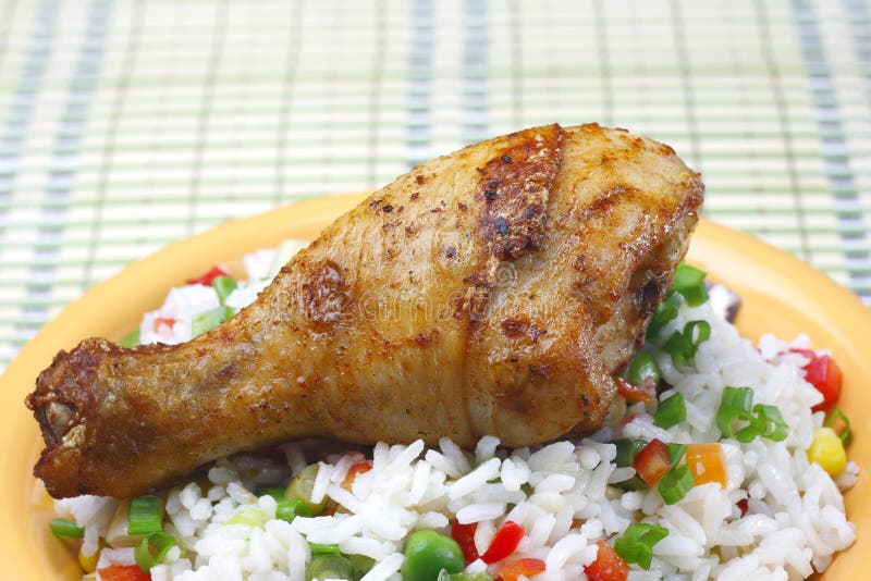 Fried chicken leg. stock photo. Image of vegetable, fresh - 12526174