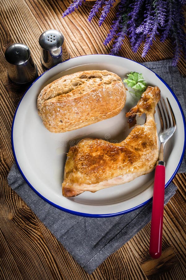 Fried Chicken with Vegetables Stock Photo - Image of popular, fresh ...