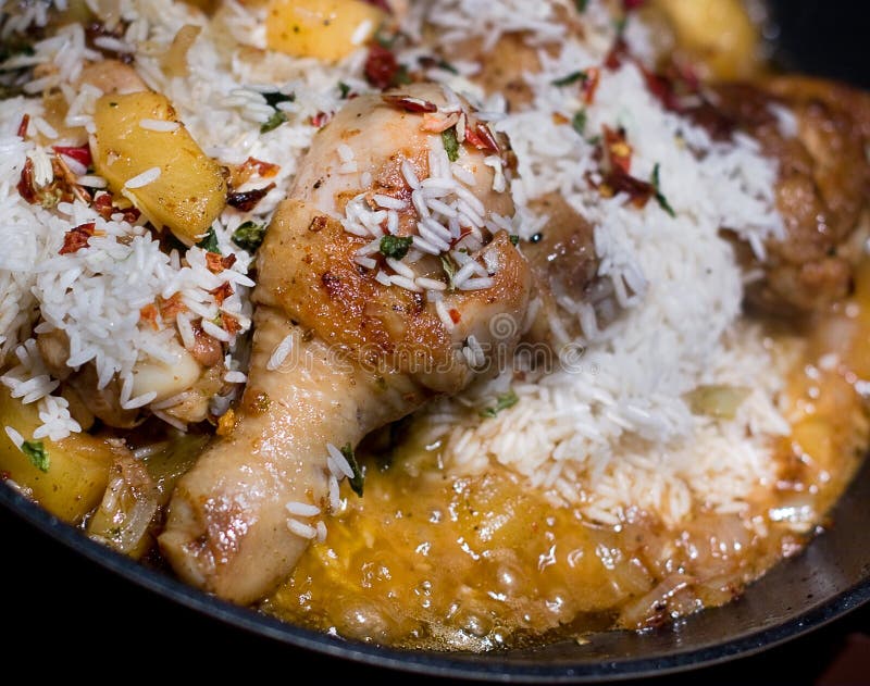 Fried Chicken Leg with Rice Stock Photo - Image of brown, crust: 11706208