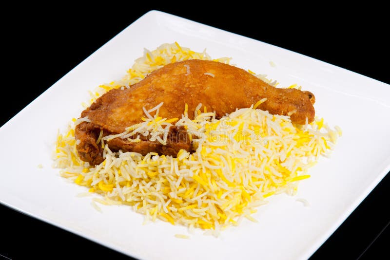 Fried Chicken Leg with Rice Stock Image - Image of mediterranean ...