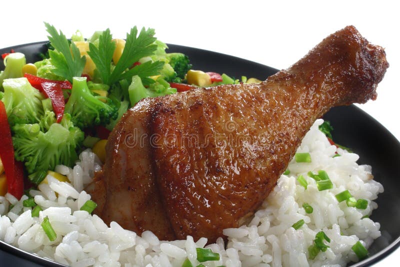 Fried Chicken Leg with Rice Stock Photo - Image of lunch, paprika: 28328128