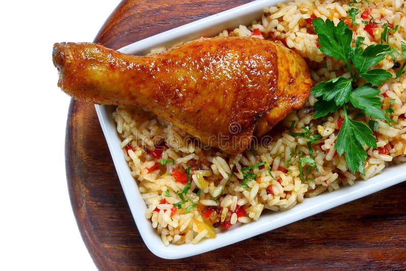 Fried chicken leg stock image. Image of rice, tasty, vegetable - 36372601