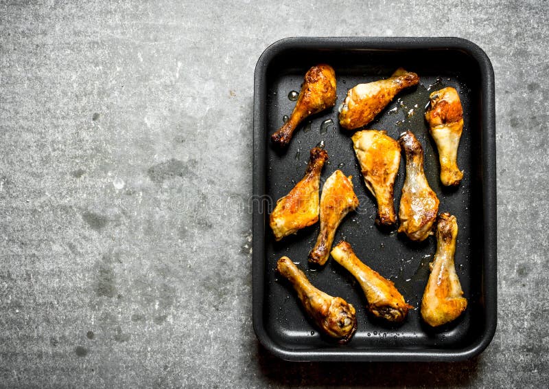 Fried Chicken Legs on the Baking Sheet. Stock Photo - Image of meat ...
