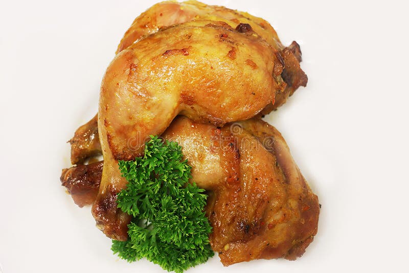 Fried fat chicken leg stock photo. Image of dinner, wood - 181406832
