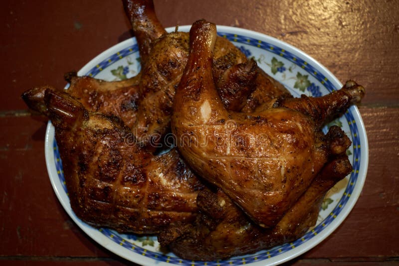 Fried Chicken Legs in a Plate Stock Image - Image of delicious, meal ...